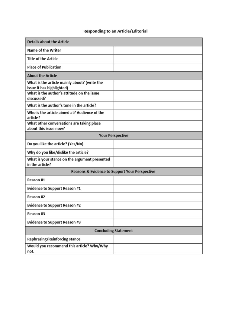 Guidelines For Responding To An Article or Editorial | PDF