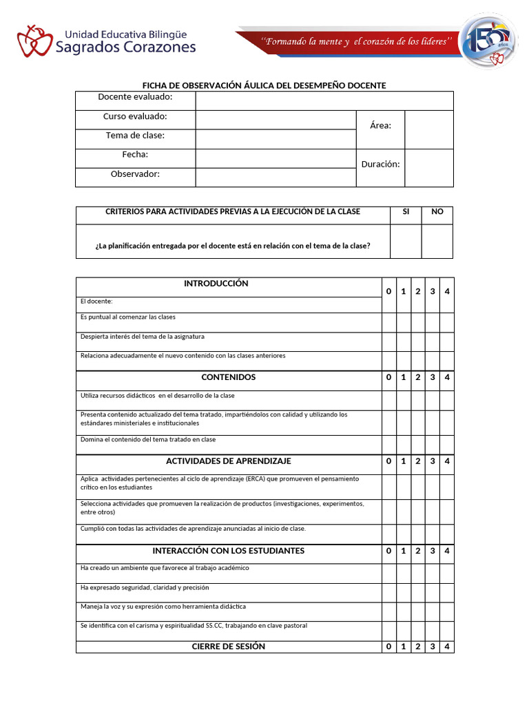 Ficha de Observacion Aúlicadel Desempeño Docente | PDF | Aprendizaje | Modificación de ...