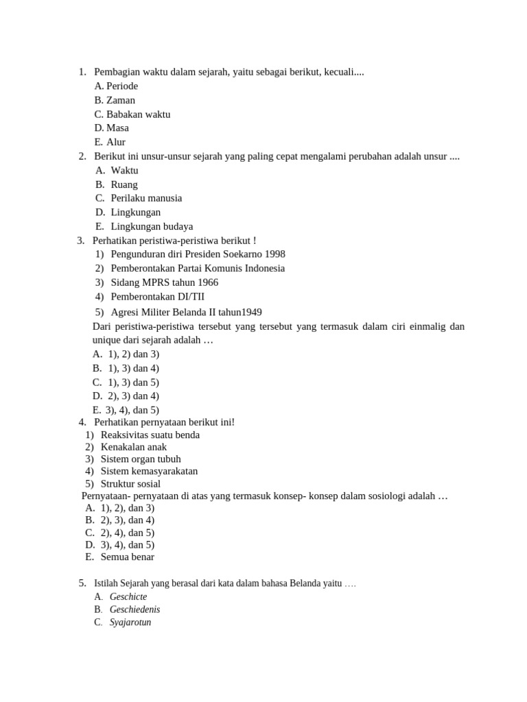 Latihan Soal Sejarah X | PDF