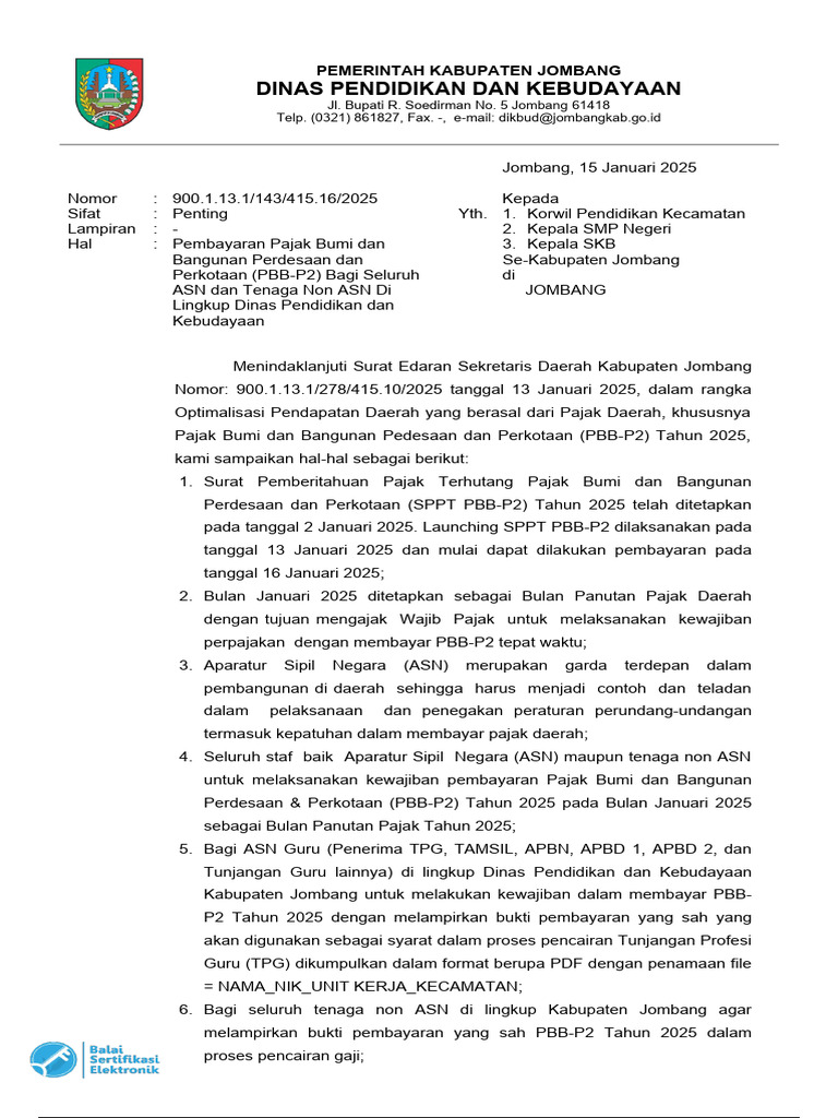 Pembayaran PBB-P2 Dikbud | PDF