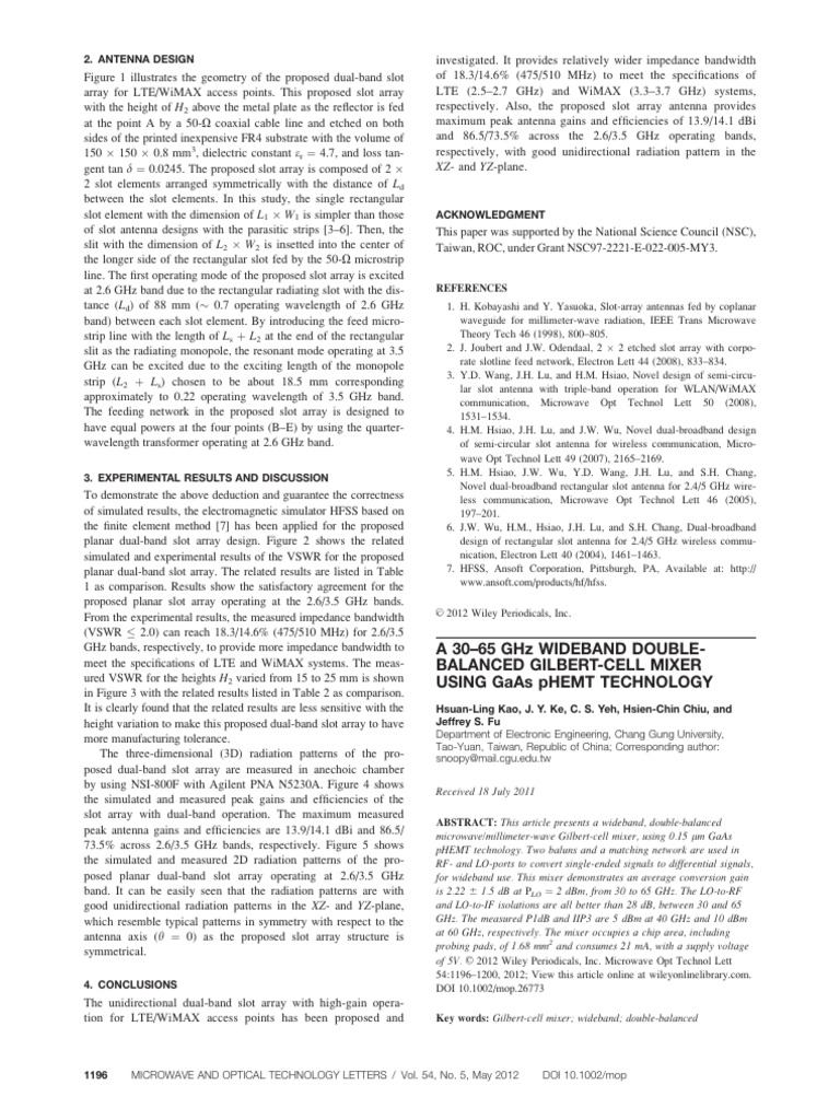 Micro Optical Tech Letters - 2012 - Kao - A 30 65 GHZ Wideband Double ...