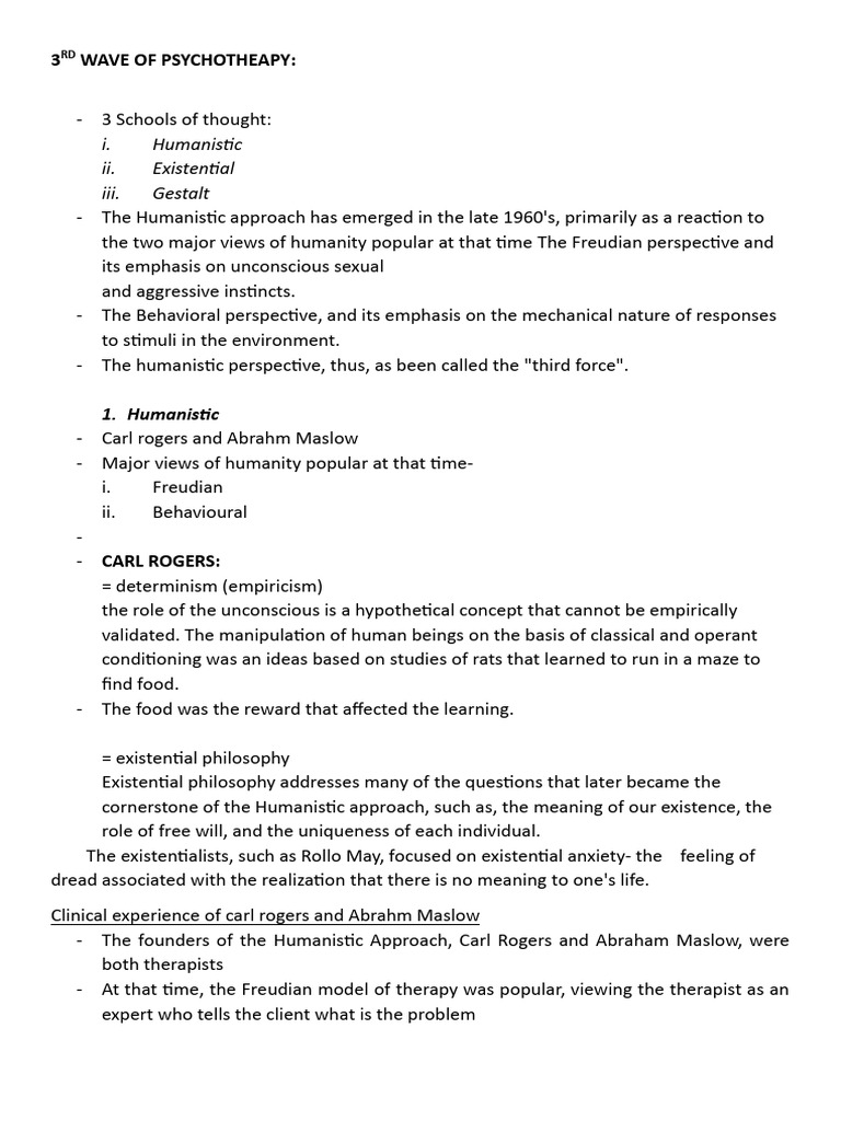 Humanistic Psychotherapy Overview | PDF | Humanistic Psychology ...