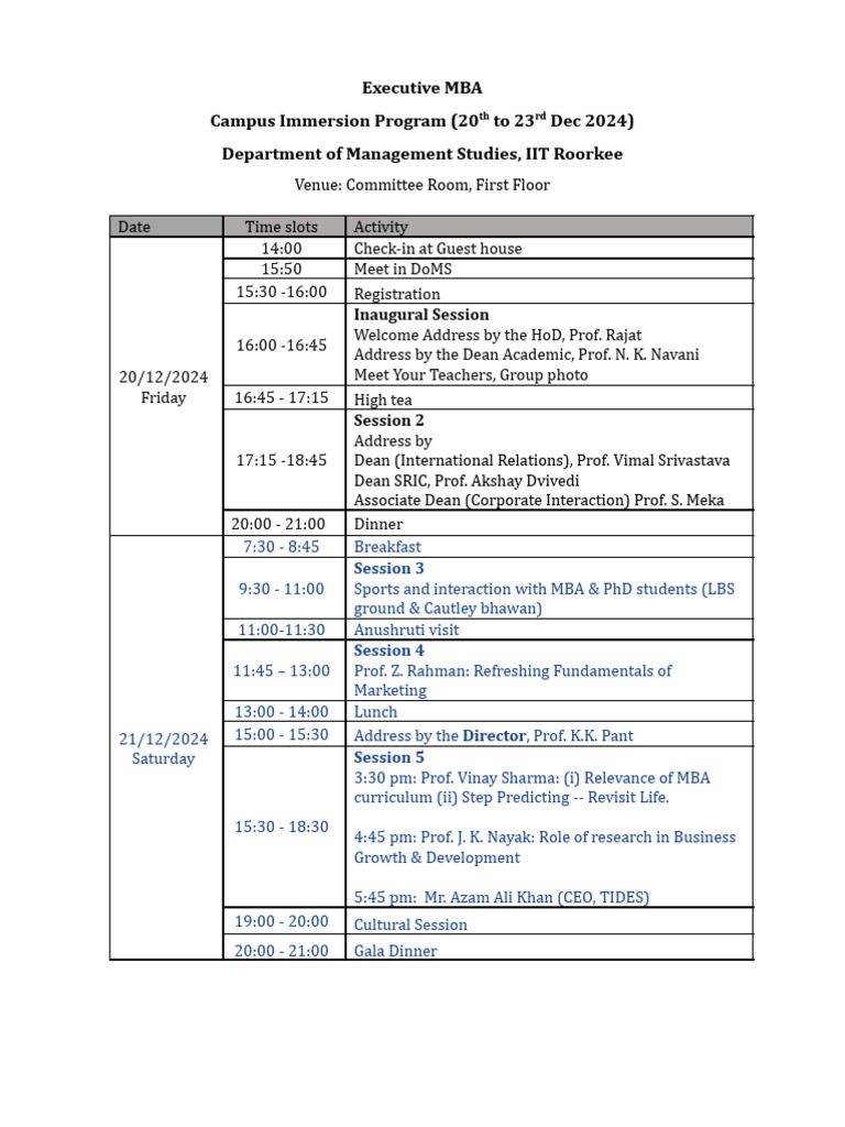 Campus Immersion EMBA 20th - 23rd Dec 2024.docx | PDF