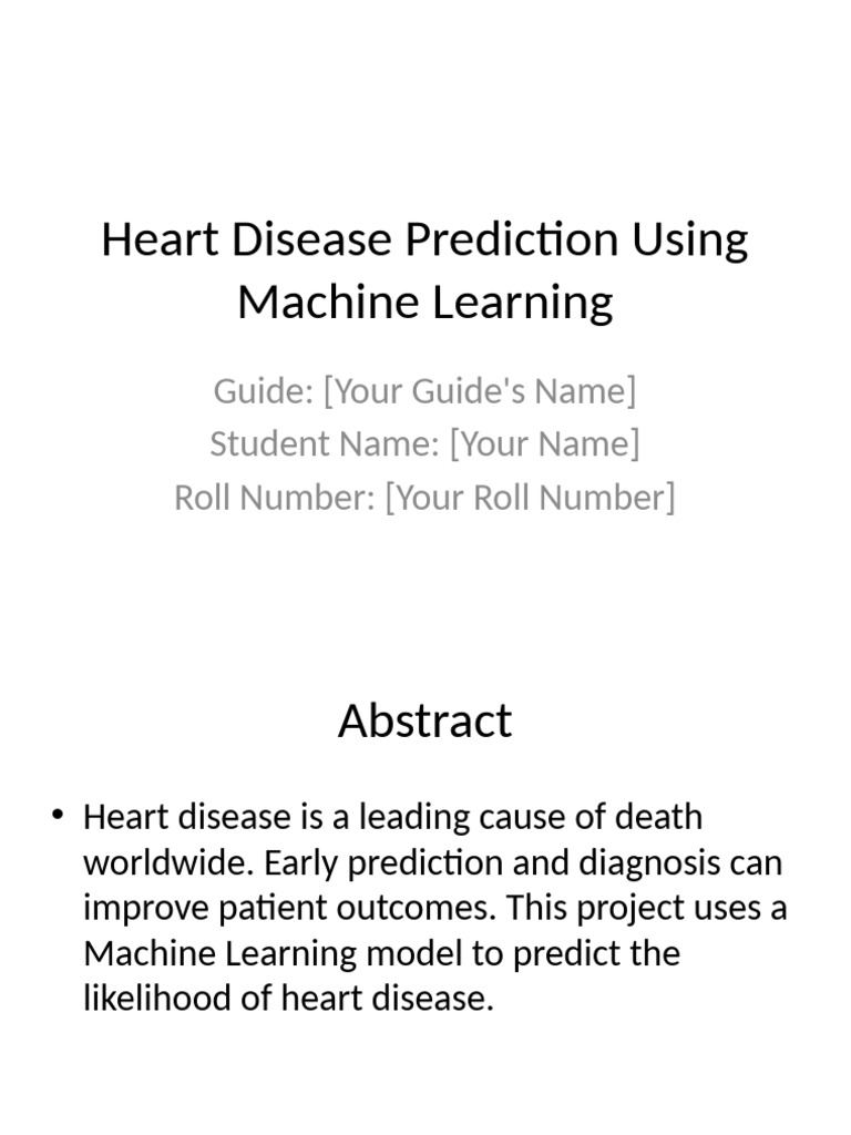 Machine Learning for Heart Disease Prediction | PDF