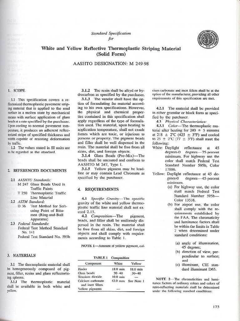 37 - White & Yellow Reflective Thermoplastic Striping Material | PDF