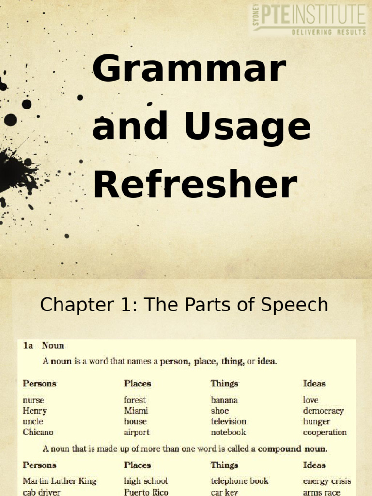 Grammar and Usage Refresher | PDF | Adjective | Part Of Speech