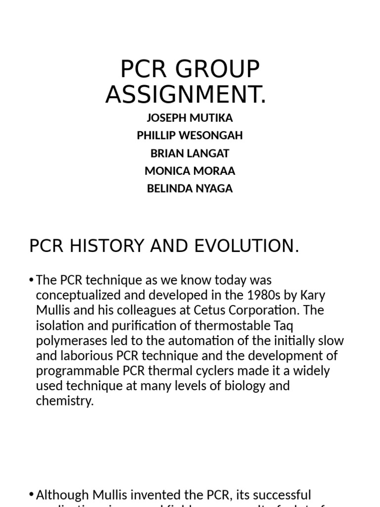 PCR Group Assignment | PDF | Polymerase Chain Reaction | Primer ...