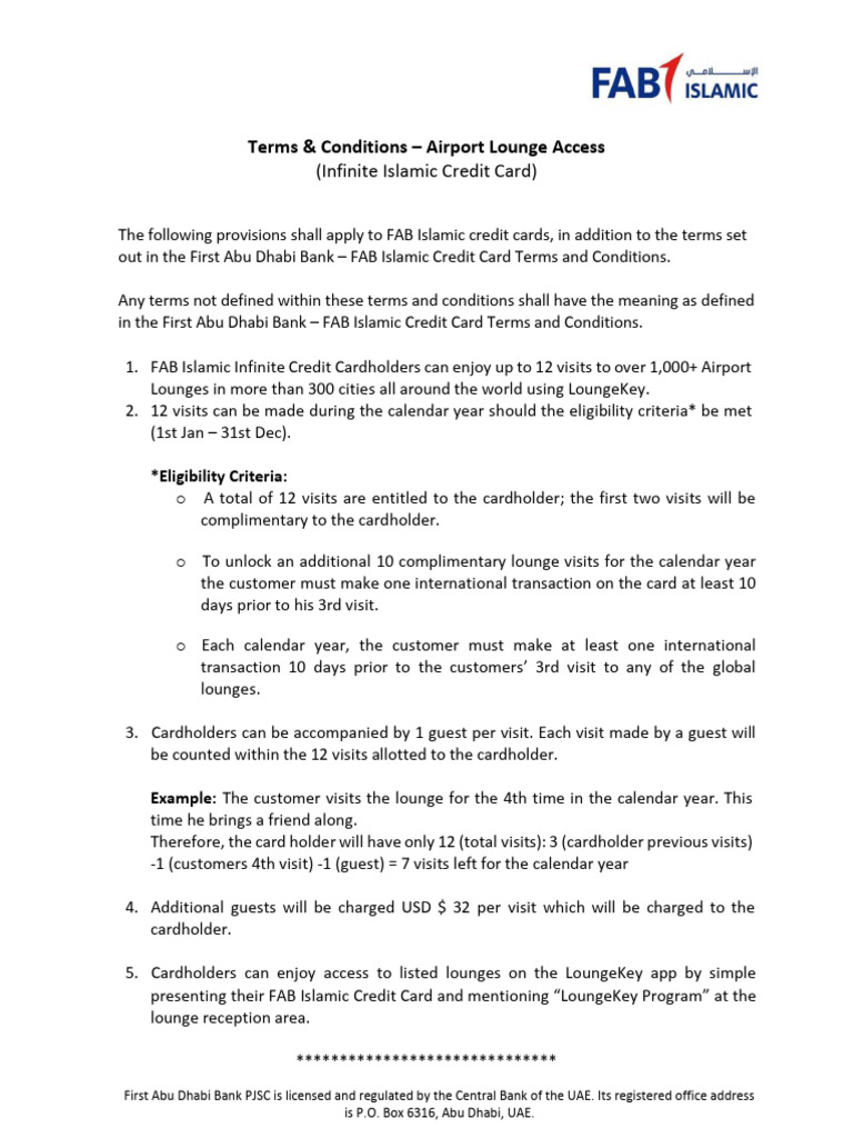 Airport Lounge Access Fab Islamic Cards | PDF