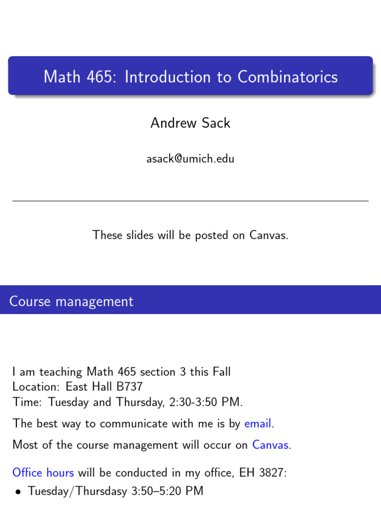 465 Lecture 1 | PDF | Mathematics | Combinatorics