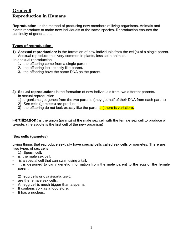 Human Reproduction Notes | PDF | Sexual Reproduction | Sex