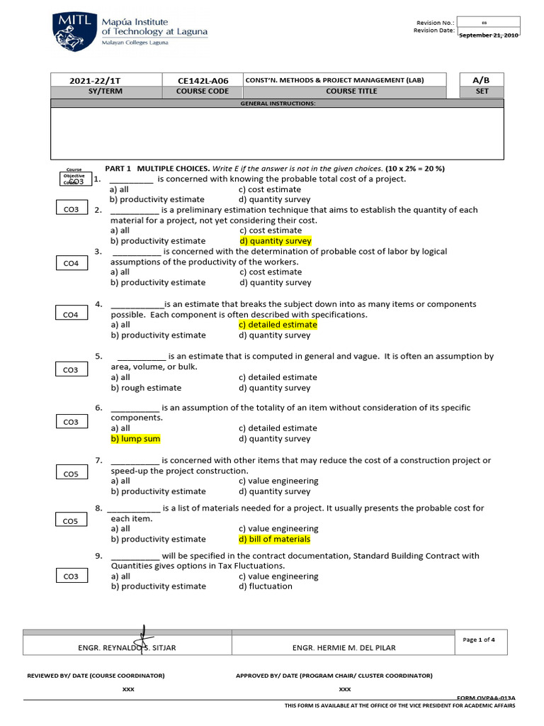 Ce142l Casi o Prelim PDF | PDF | Multiple Choice | Business