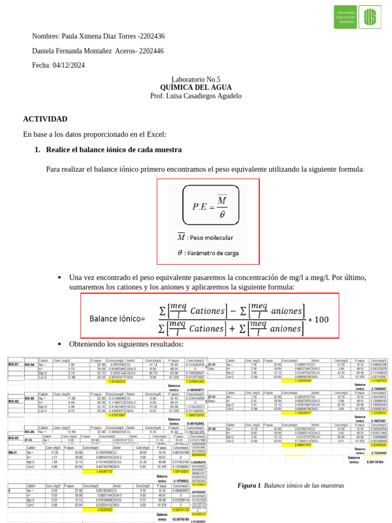 1Lab Química del Agua | PDF | Sal (química) | Sustancias químicas