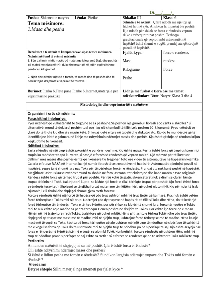 Ditar 1 Fizike | PDF