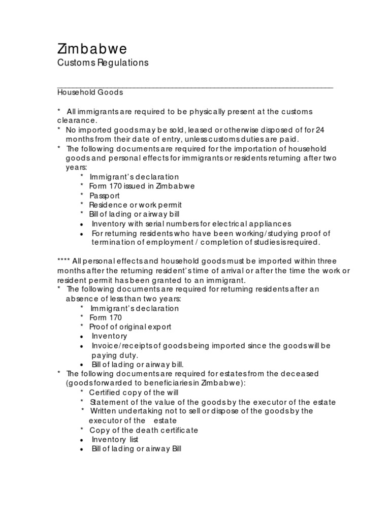 Zimbabwe Customs Import Guide | PDF | Customs | Invoice