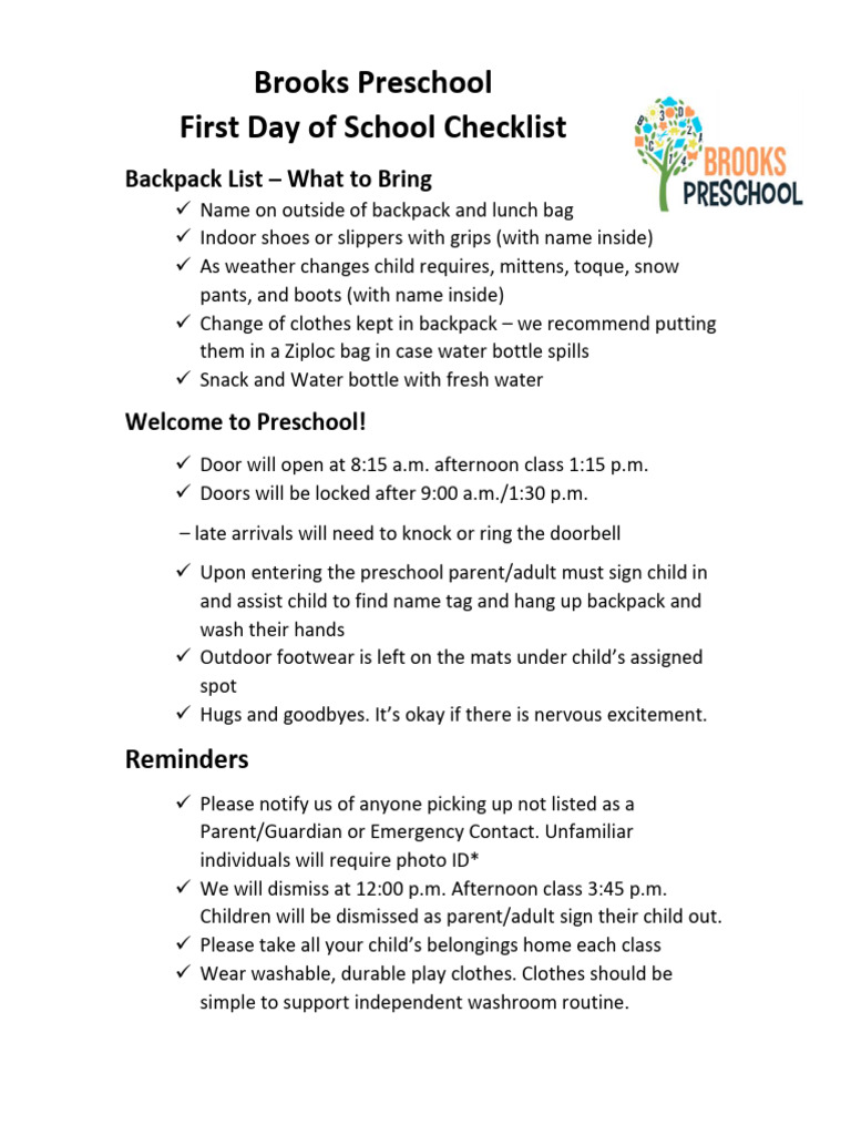 First Day Checklist | PDF
