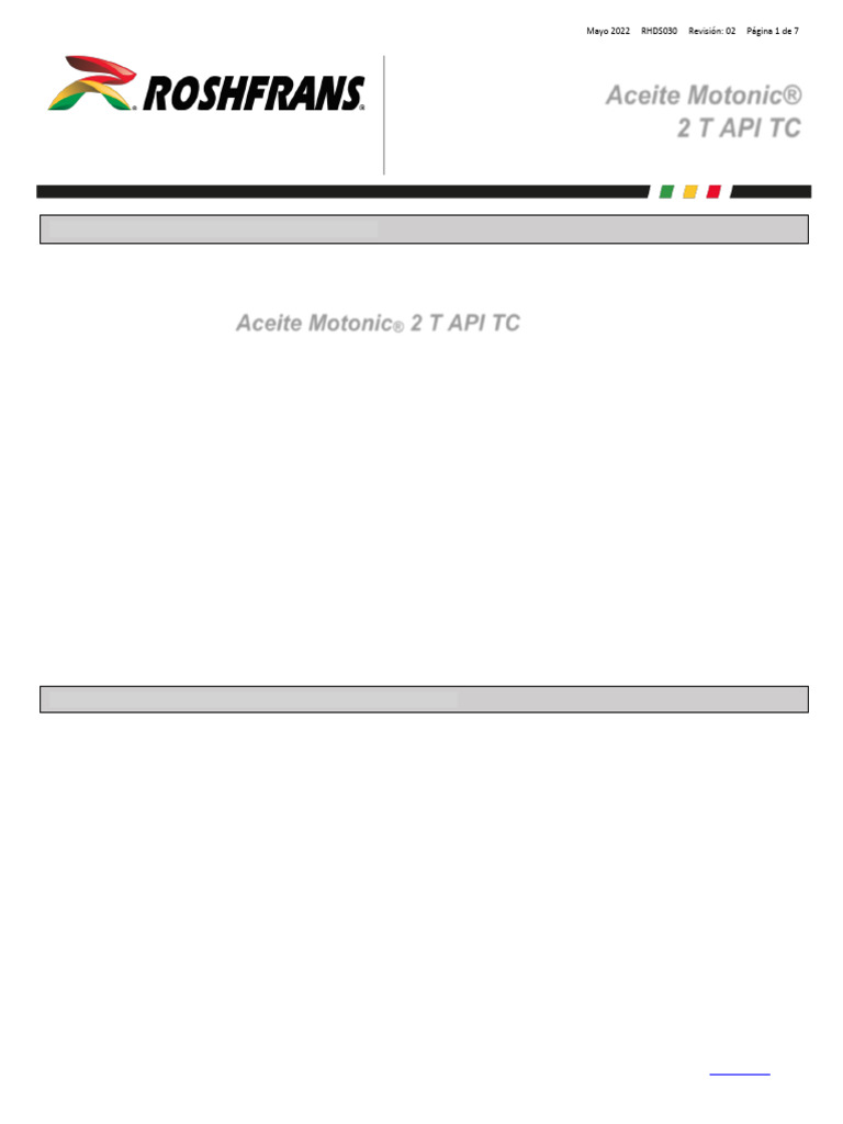 Rhds030 Aceite Motonic 2 T API TC | PDF | Agua | Residuos