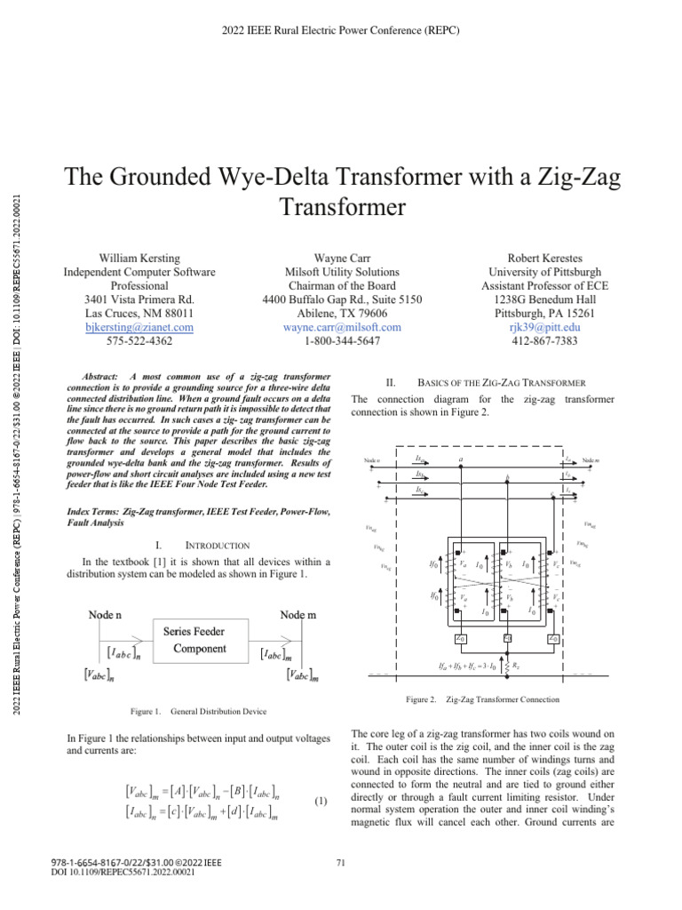 The Grounded Wye-Delta Transformer With A Zig-Zag Transformer | PDF