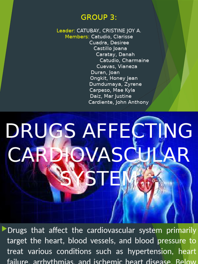 Drugs Affecting Cardio | PDF | Cholesterol | Myocardial Infarction