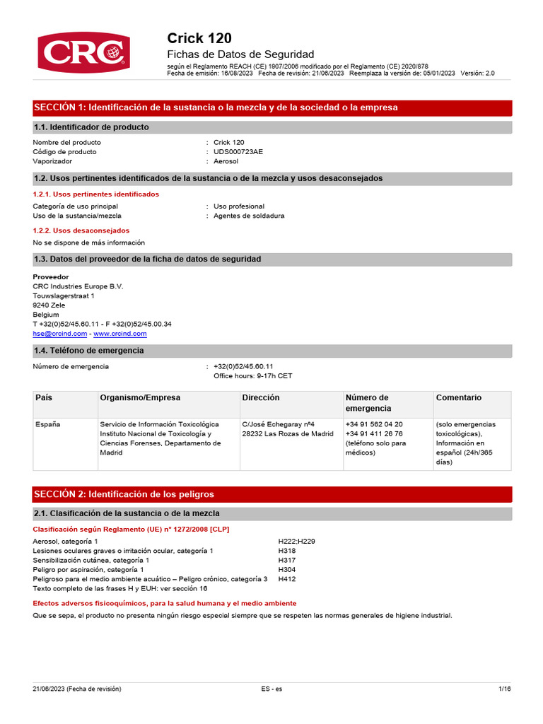 Crick 120 | PDF | Compuesto orgánico volátil | Sustancias químicas