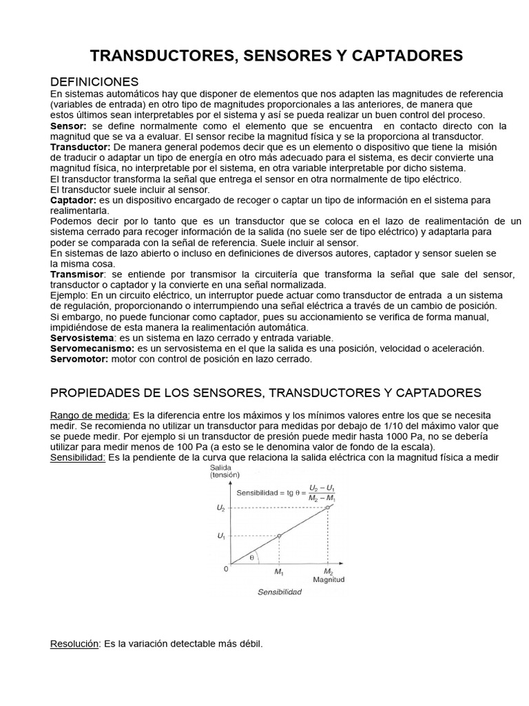 Guía de Transductores y Sensores | PDF | Sensor | Resistencia Eléctrica y Conductancia