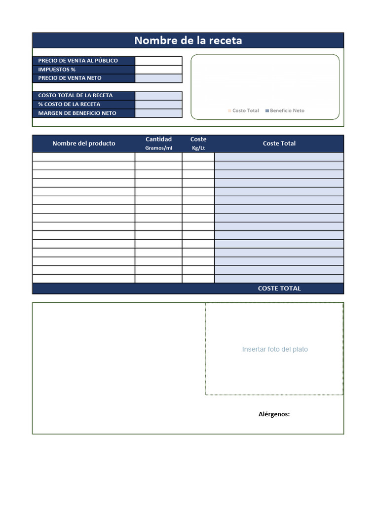Versión Imprimible - Costeo de Recetas | PDF