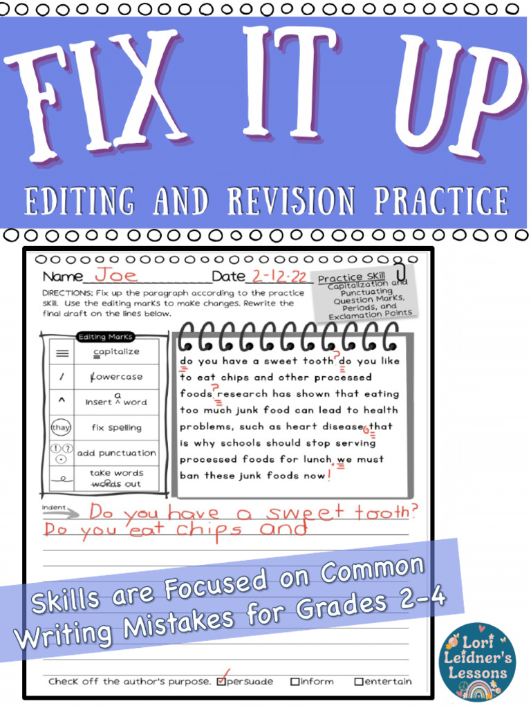 Free Fix It Up Writing Activities | PDF
