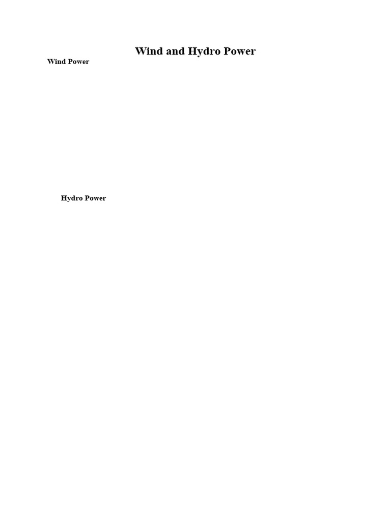 Question Bank- Wind and HydroPower | PDF