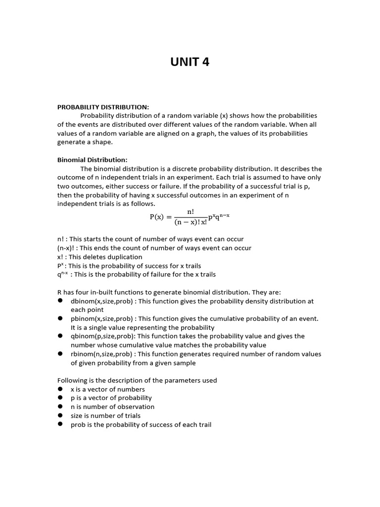 R UNIT 4 | PDF | Normal Distribution | Probability Distribution