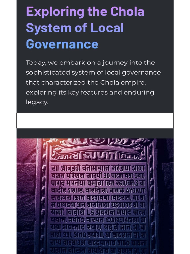 History The Cholas Local Self Government | PDF