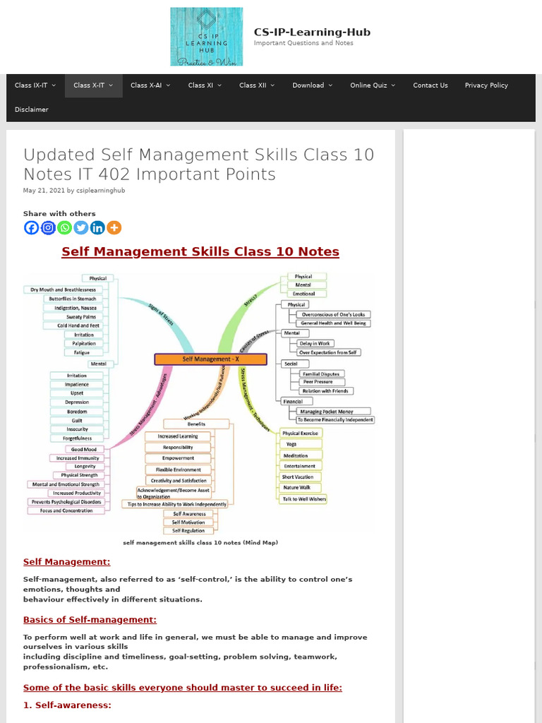 self management | PDF | Goal | Self Awareness