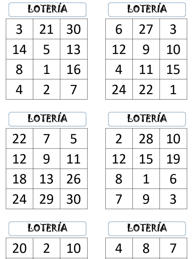 Loteria Numeros Del 1 Al 30 | PDF