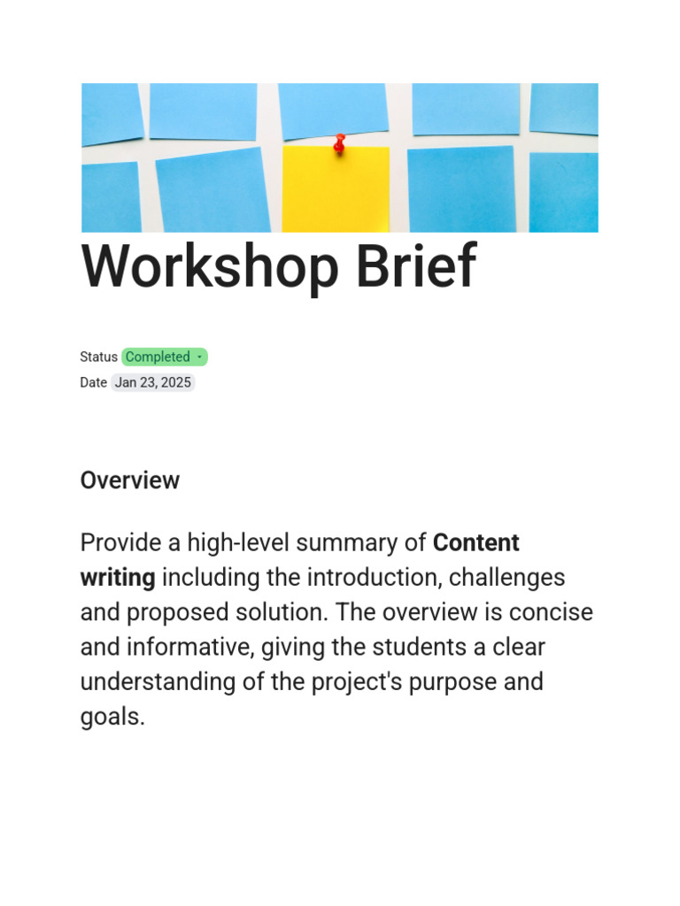 WORKSHOP BRIEF | PDF