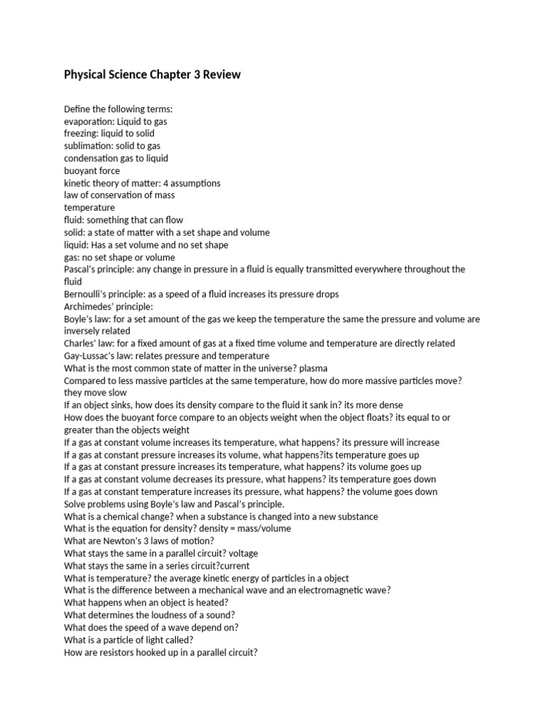 Physical Science Study Guide | PDF