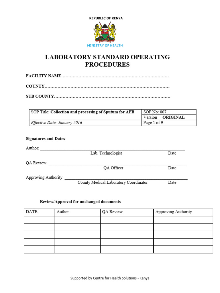 Collection and Processing of Sputum For AFB | PDF | Staining ...