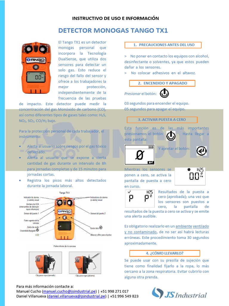 Instructivo de Uso e Información UNICON - TANGO TX1 | PDF