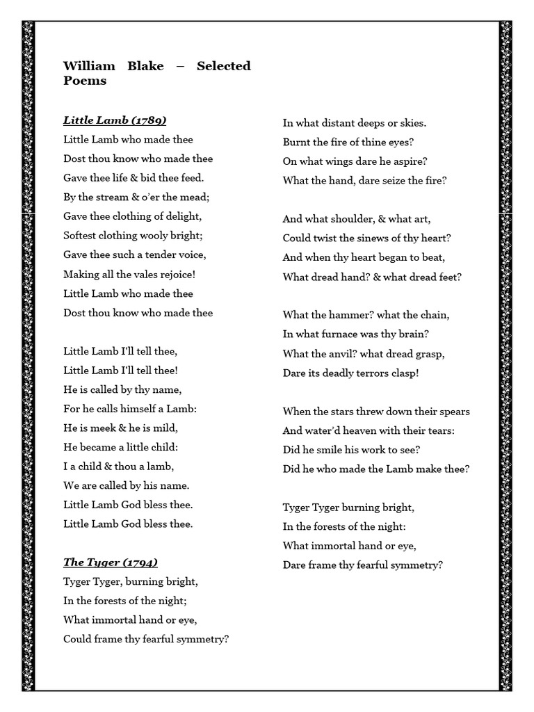 William Blake (Selected Poems) | PDF