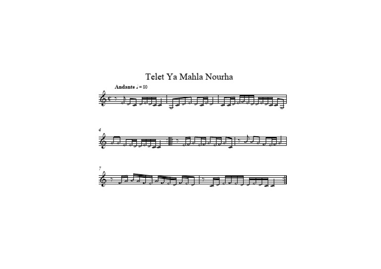 Telet Ya Mahla Nourha Score | PDF