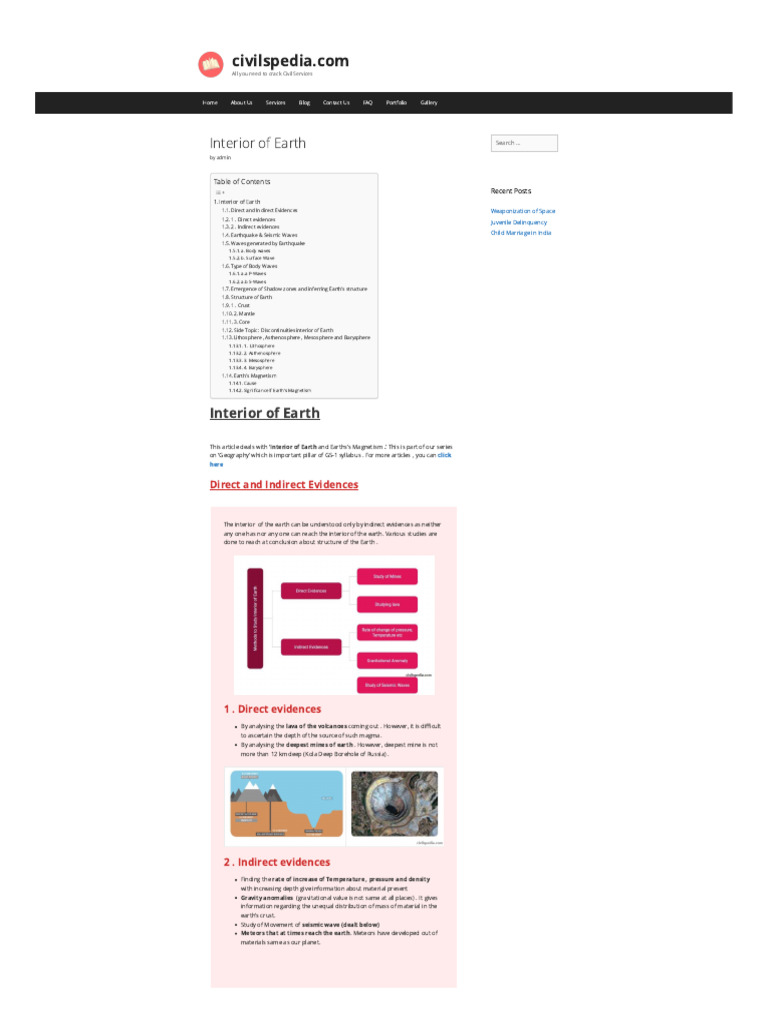 Civilspedia Com Interior of Earth Earthquake - Seismic - Waves | PDF | Earth | Crust (Geology)