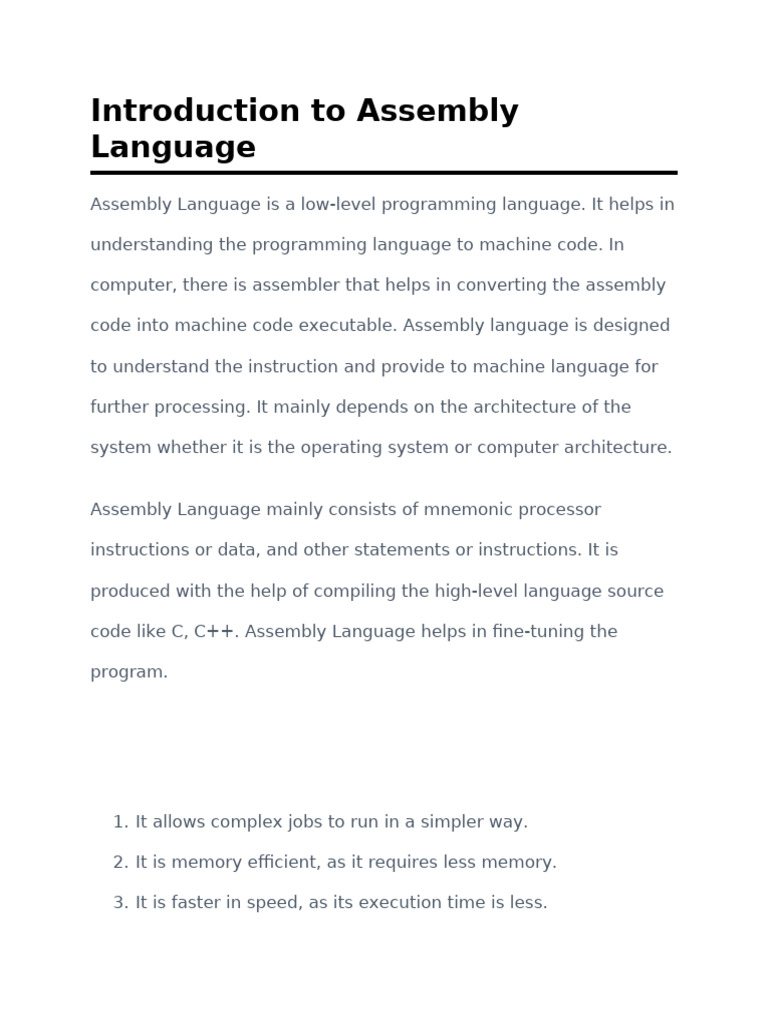 Introduction To Assembly Language | PDF | Assembly Language | Computer Architecture