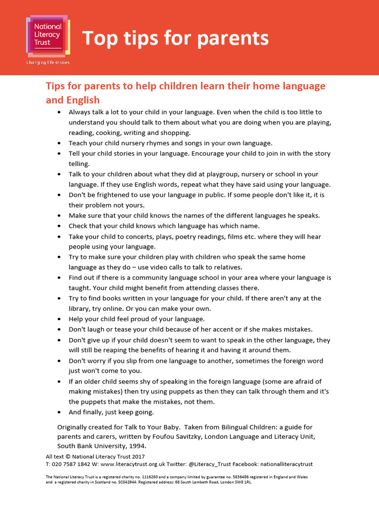 Top Tips For Parents Bilingualism | PDF | Multilingualism | Linguistics