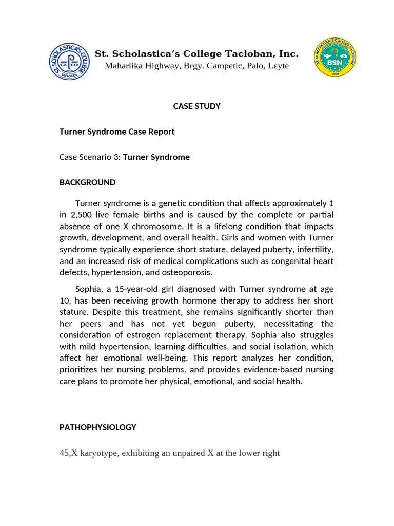 Turner Syndrome Case Study Analysis | PDF | Diseases And Disorders ...