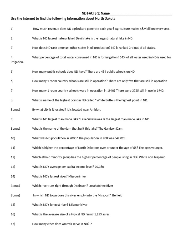 ND_Facts_WebQuest | PDF