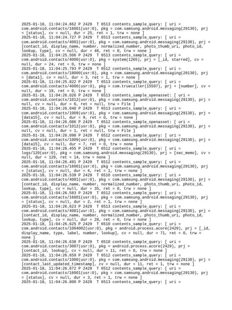 Android Contacts Query Logs Analysis | PDF