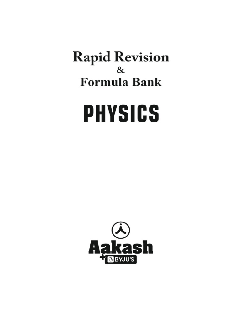 Rapid Revision and Formula Bank - Physics | PDF
