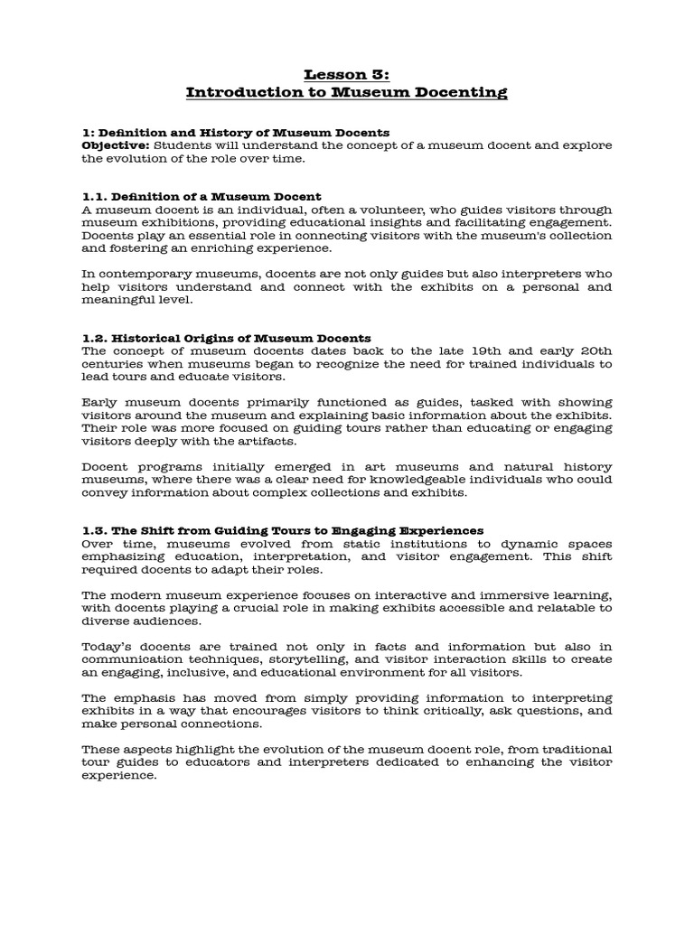 TM 116 - Lesson 3 _copy | PDF | Museum | Storytelling