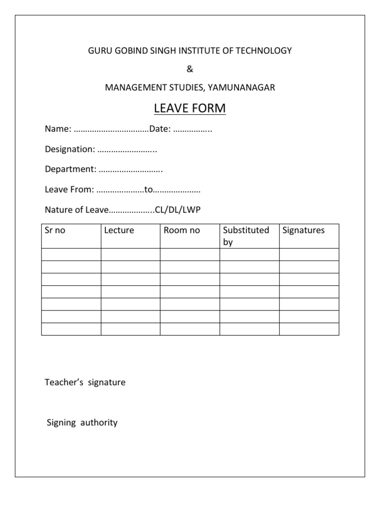 Leave Form | PDF | Technology & Engineering
