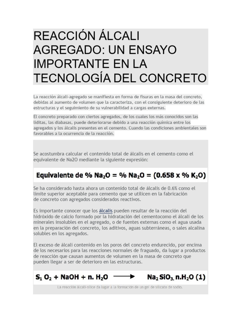 Reacción Álcali-Agregado en Concreto | PDF | Hormigón | Cemento
