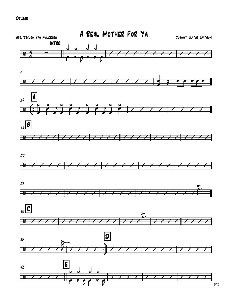 A Real Mother For Ya - Drum Arrangement | PDF