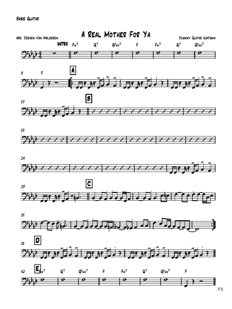 A Real Mother For Ya A Real Mother For Ya Bass Guitar | PDF
