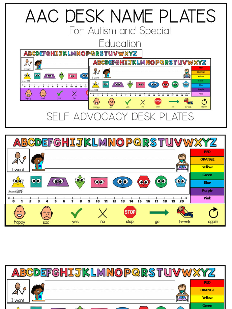For Autism and Special Education: Aac Desk Name Plates | PDF | Color ...